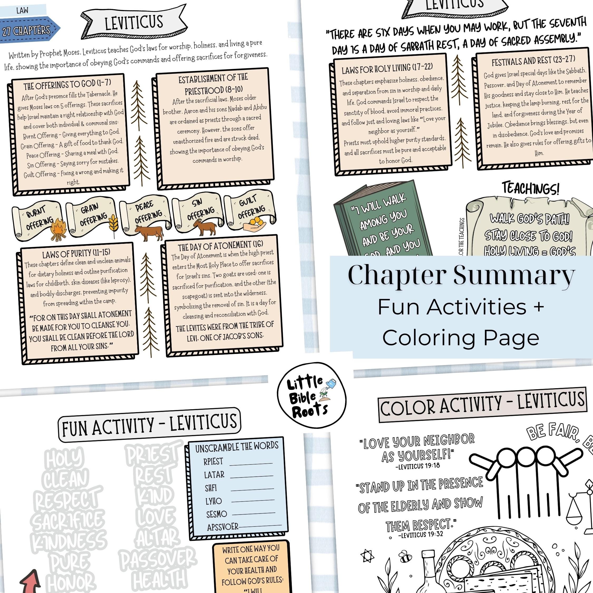 Leviticus Bible Activity Kids, Bible Printable Worksheet, Coloring Page ...