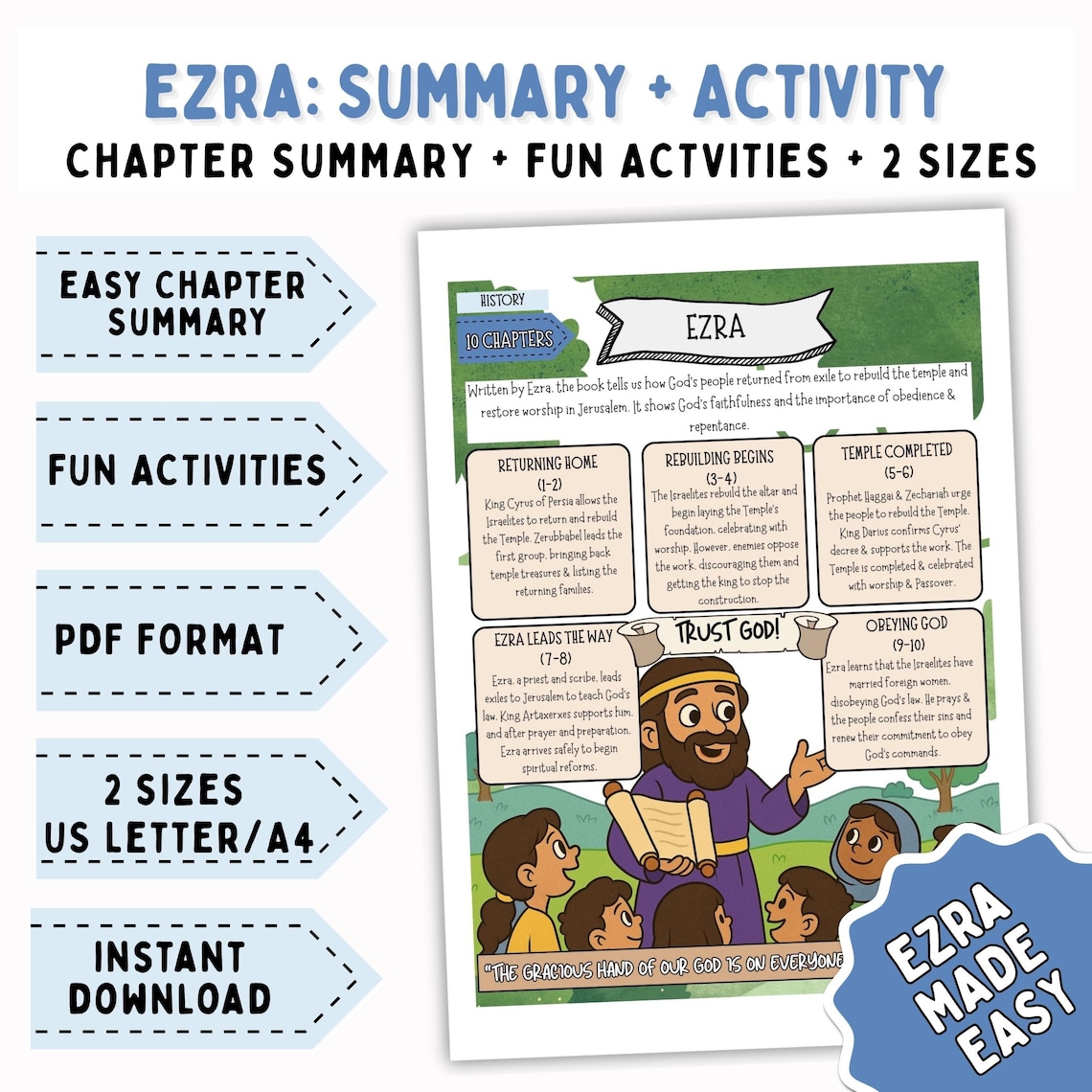 Ezra Bible Activity Kids, Bible Worksheet, Coloring Page, Bible Lesson ...