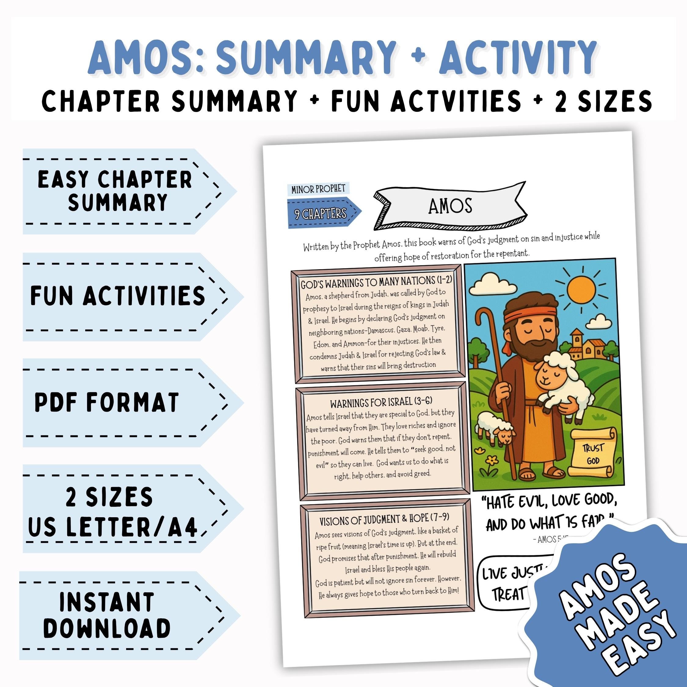 Amos Bible Activity Kids, Amos Bible Worksheet, Amos Coloring Pages, Bible Lesson Kids, Old ...