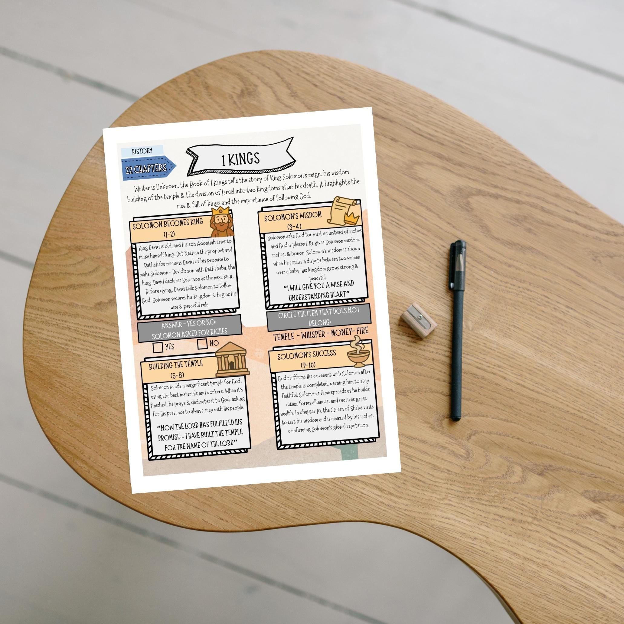 1 Kings Bible Activity for Kids, Bible Worksheet, Coloring Page, Bible ...