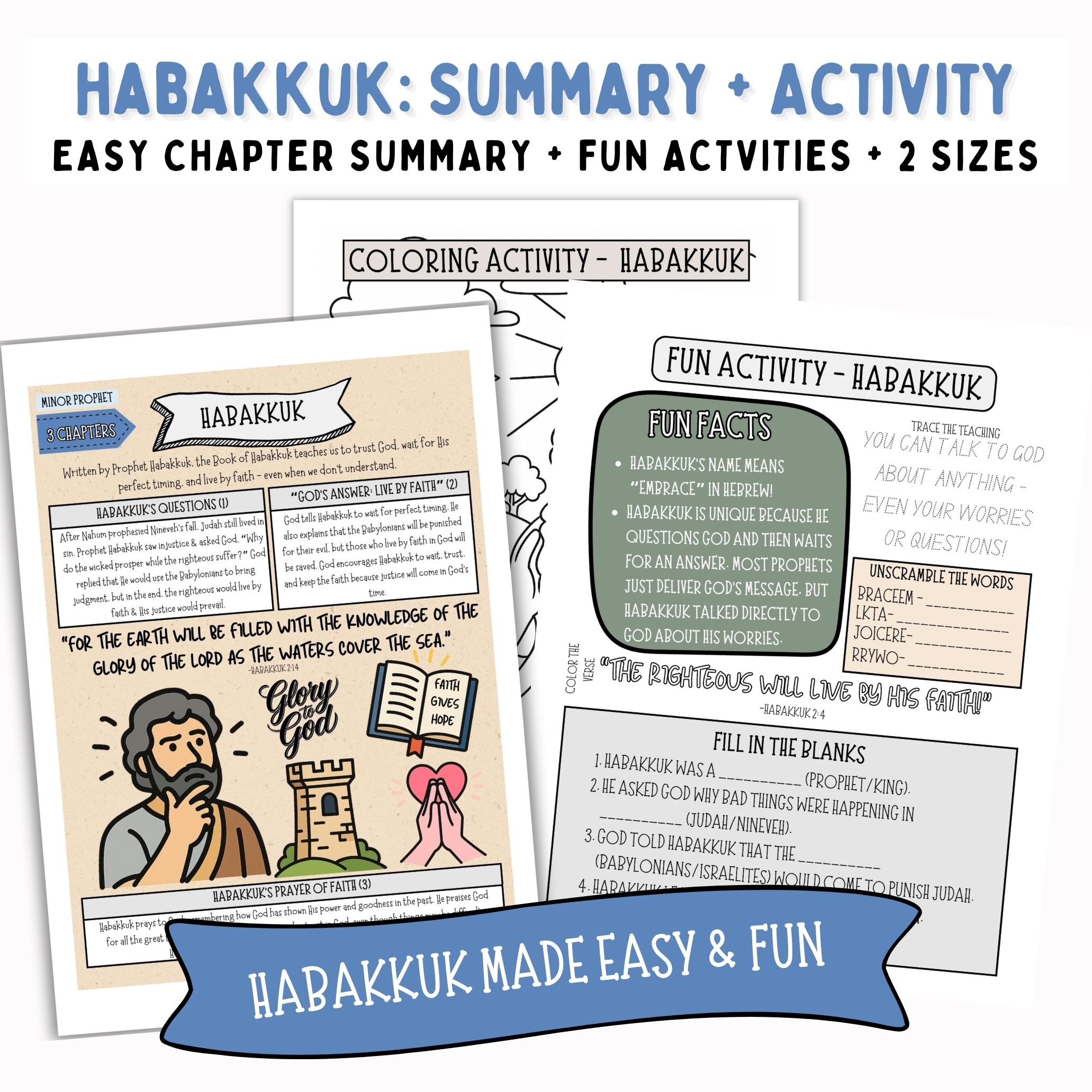 Habakkuk Bible Activity Kids, Habakkuk Bible Worksheet, Habakkuk ...