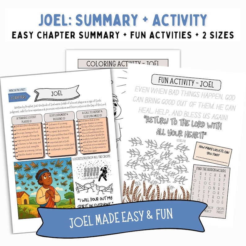 Joel Bible Activity Kids, Joel Bible Worksheet, Joel Coloring Pages ...