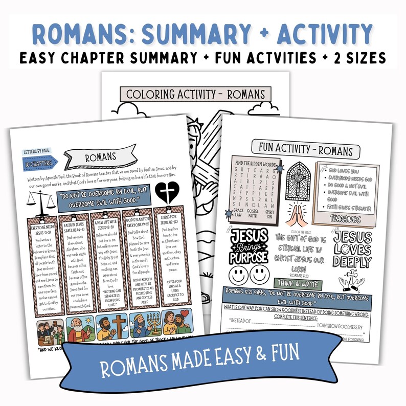 Romans Bible Activity Kids, Bible New Testament Worksheet, Coloring ...