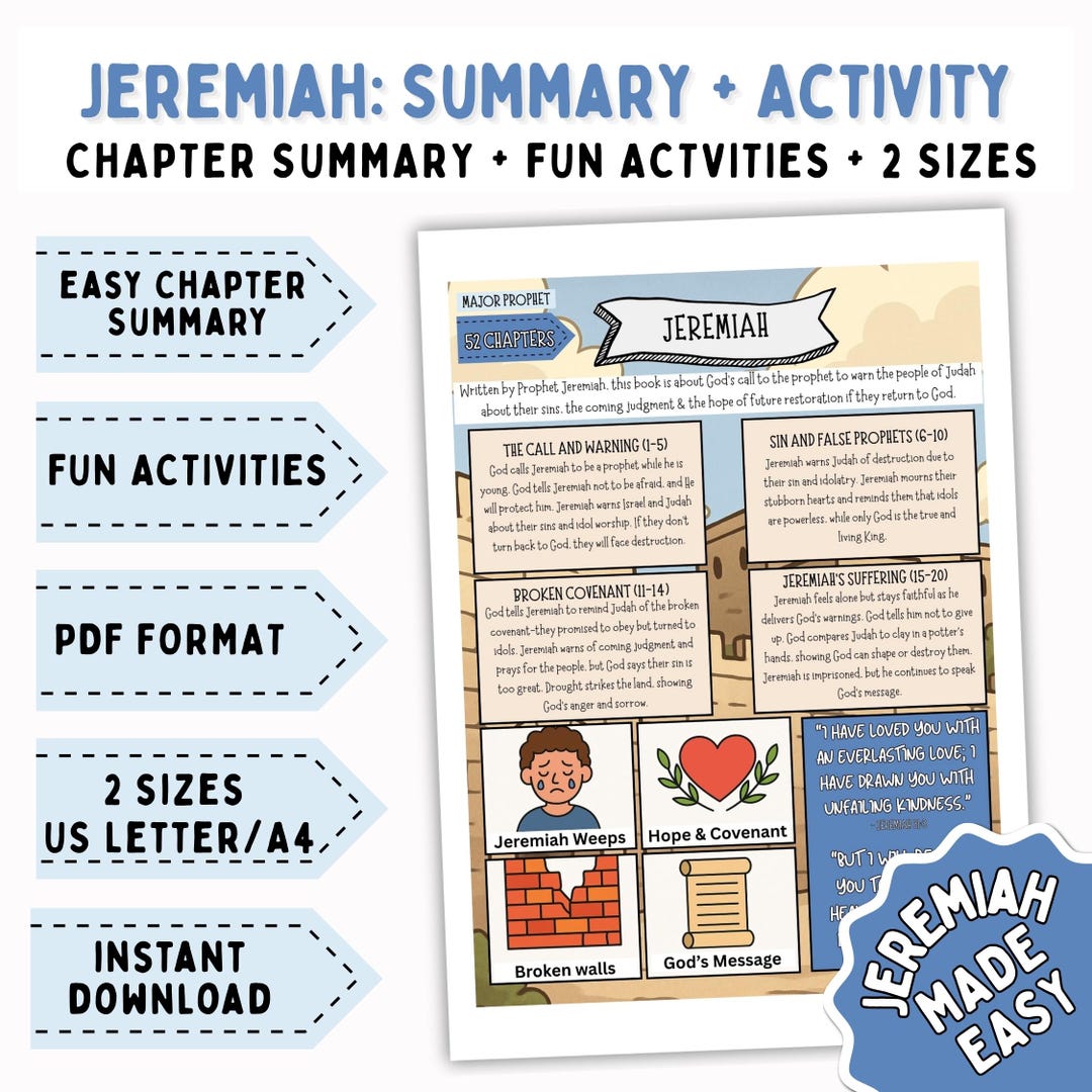 Jeremiah Bible Activity Kids, Bible Worksheet, Jeremiah Coloring Page ...