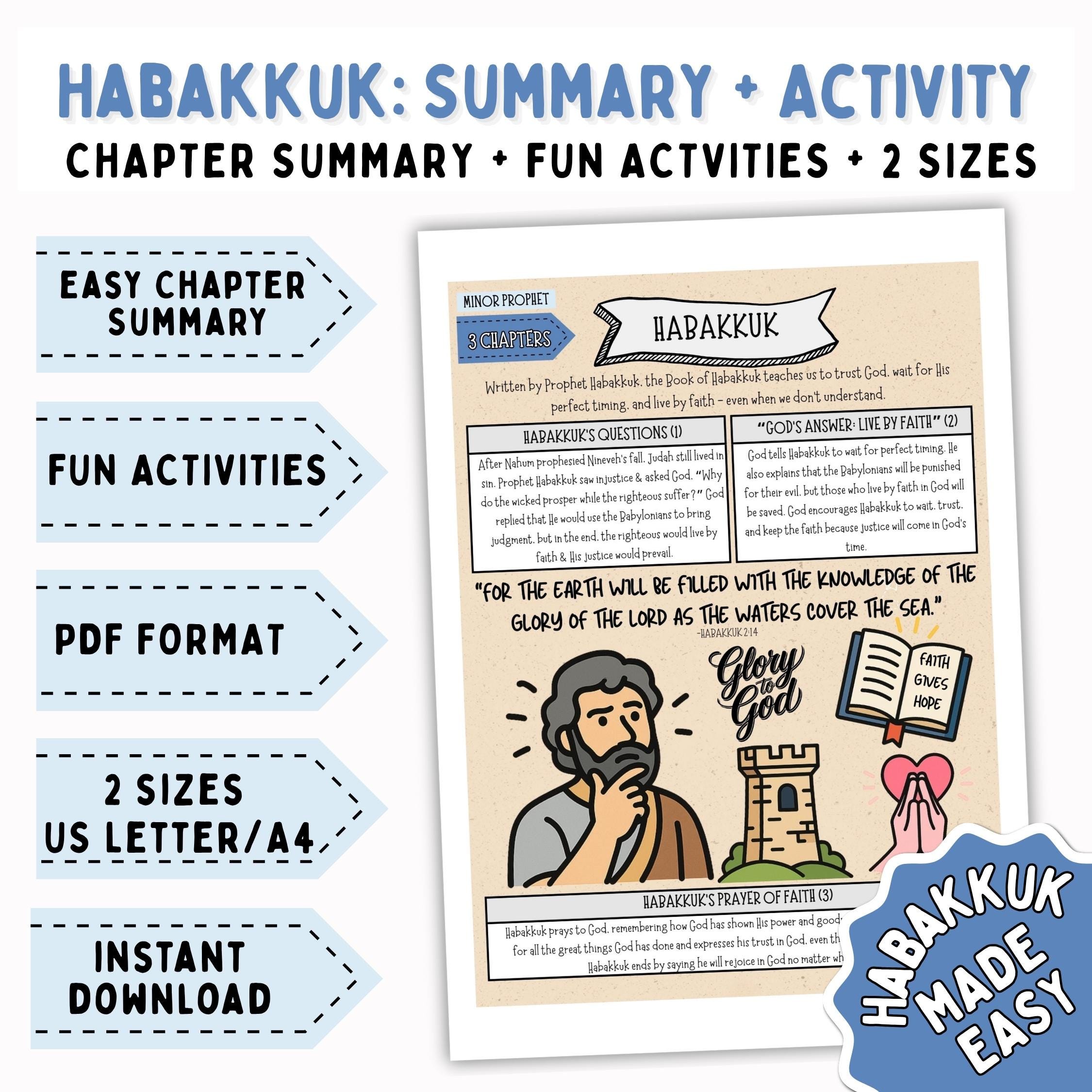 Habakkuk Bible Activity Kids, Habakkuk Bible Worksheet, Habakkuk ...