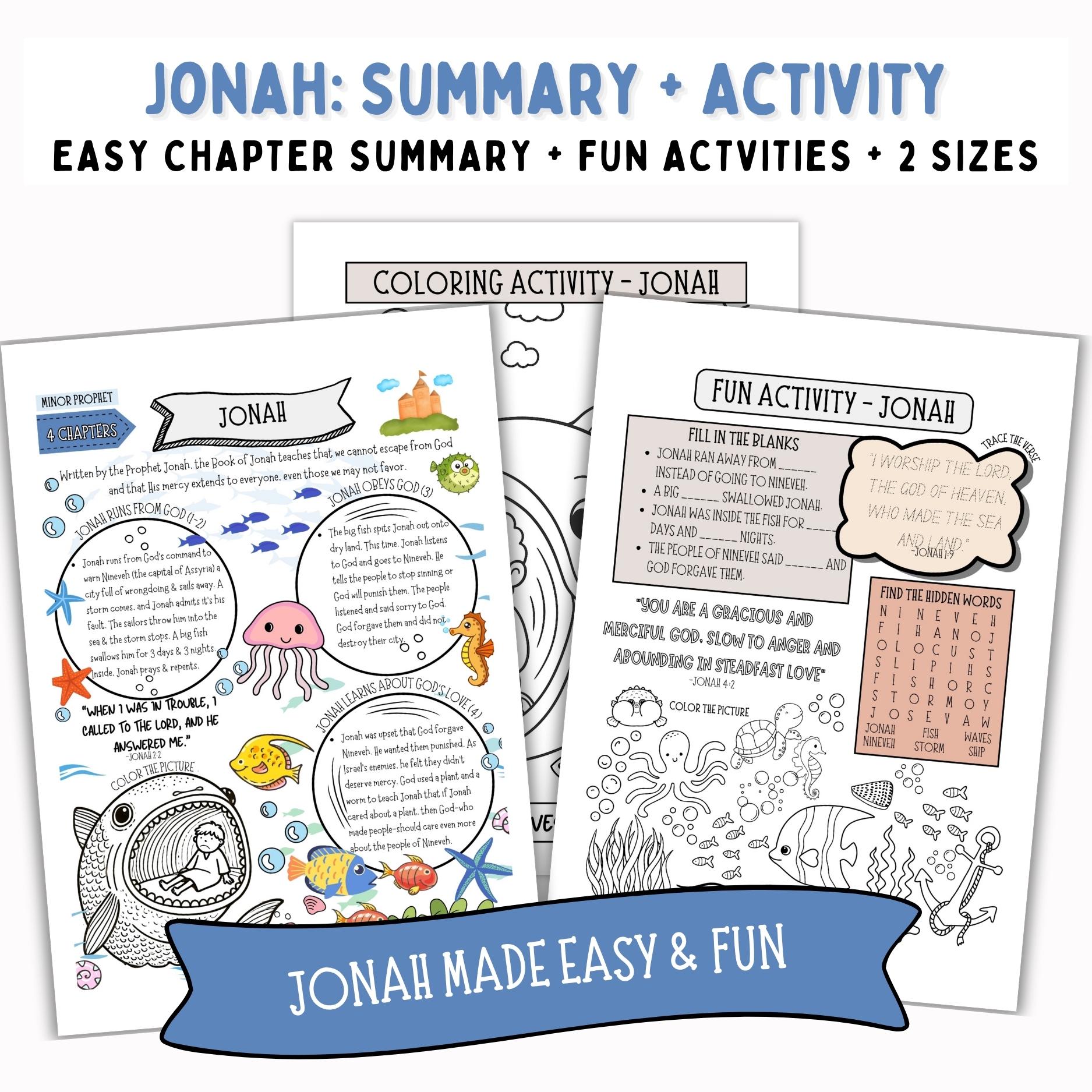 Jonah Bible Activity Kids, Jonah Bible Worksheet, Jonah Coloring Pages ...