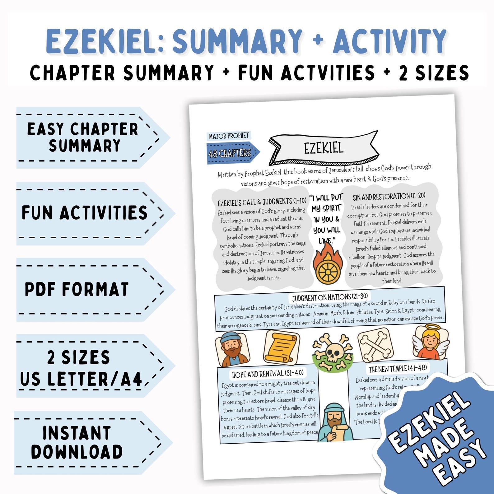 Ezekiel Bible Activity Kids, Ezekiel Bible Worksheet, Ezekiel Coloring ...