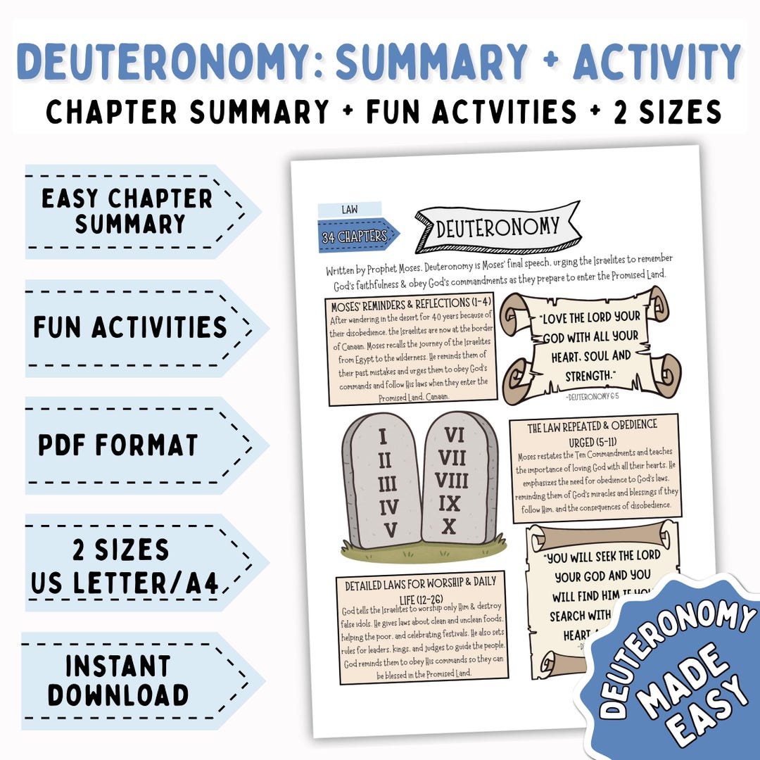 Deuteronomy Bible Workbook for Kids, Fun Lessons on Obedience, Moses ...