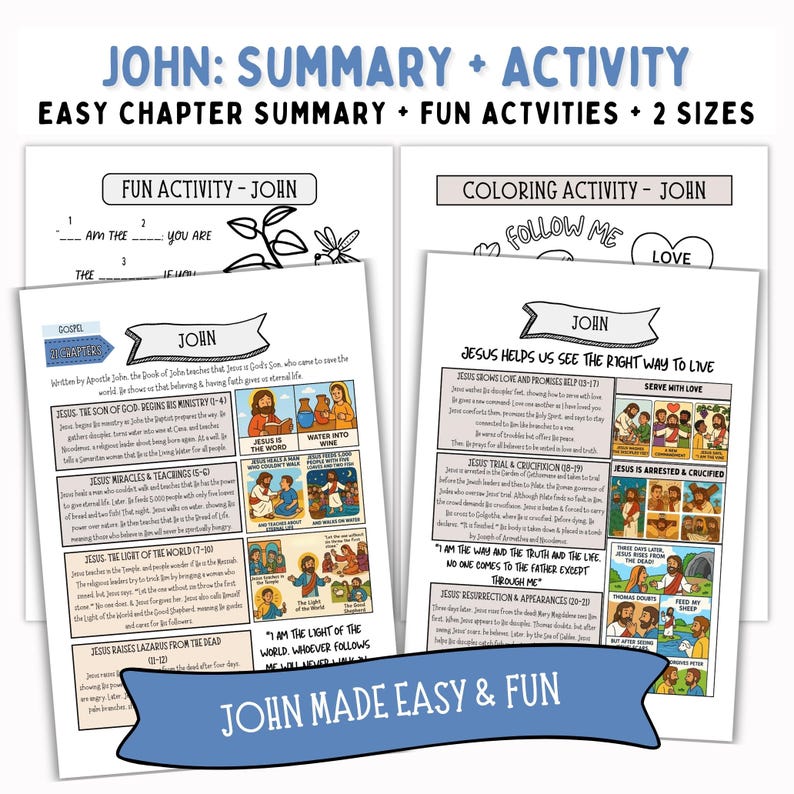 John Bible Activity Kids, Bible New Testament Worksheet, Coloring Page ...