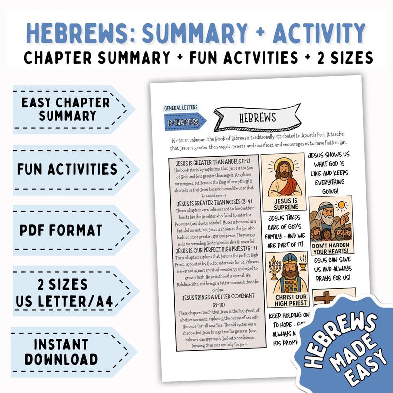 Hebrews Bible Activity, Bible New Testament Worksheet, Hebrews Coloring ...