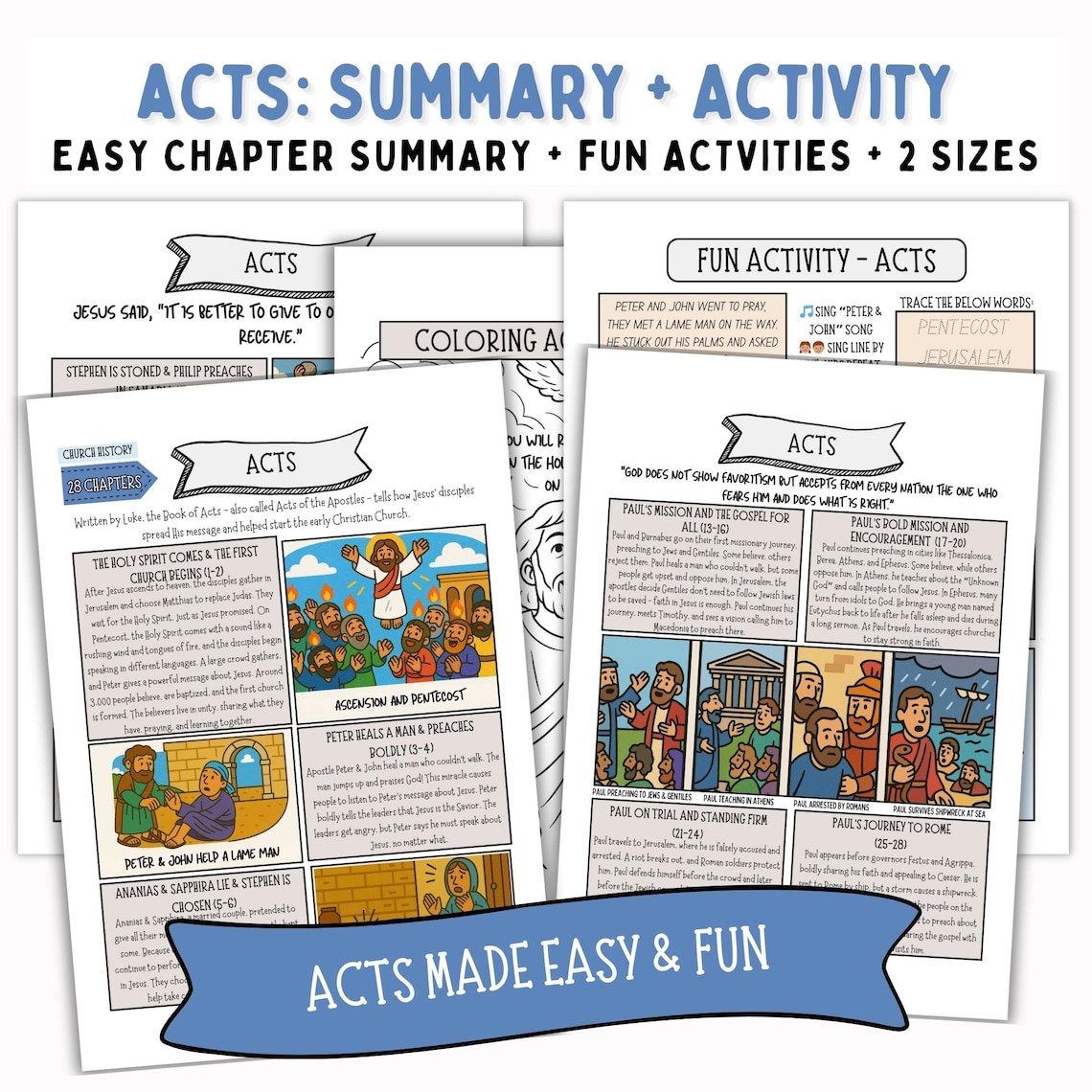 Acts Bible Activity Kids, Bible Worksheet, Coloring Page, Acts Bible ...