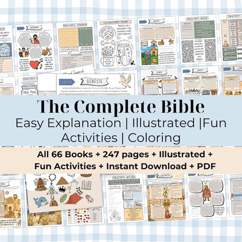 Complete Bible Activity Book for Kids, Bible Study, Bible Workbook ...