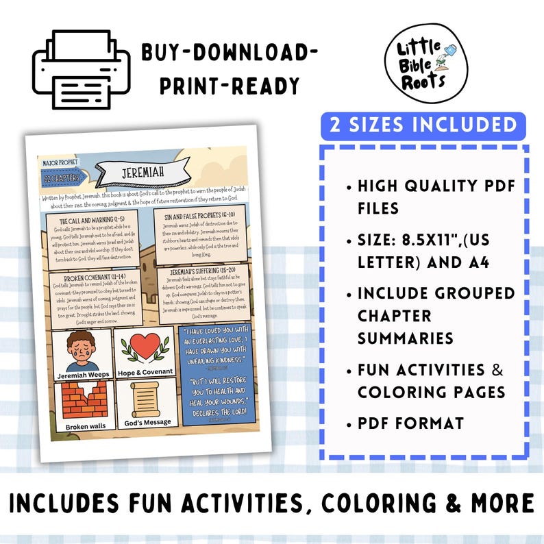 Jeremiah Bible Activity Kids, Bible Worksheet, Jeremiah Coloring Page ...