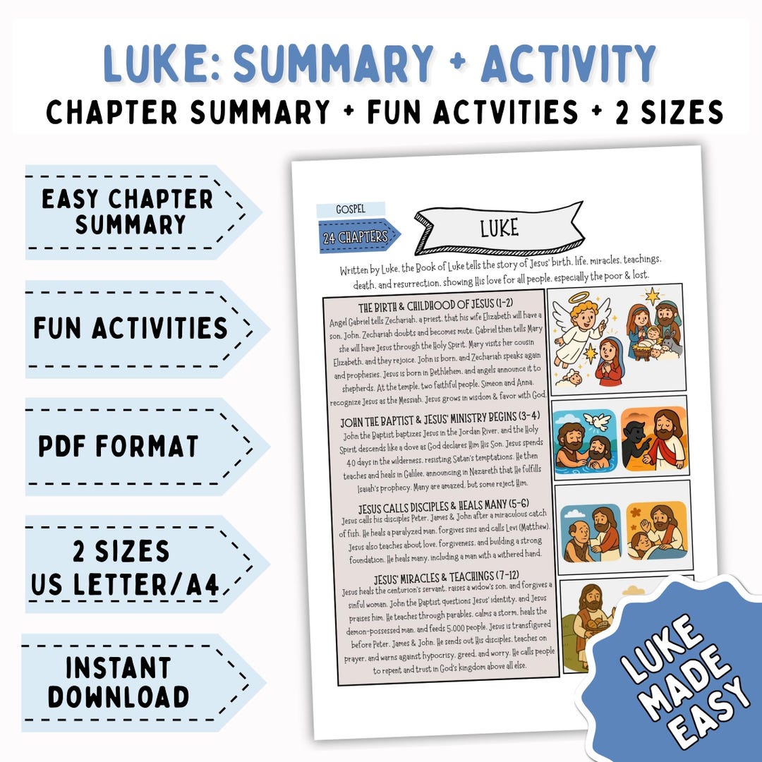Luke Bible Activity Kids, Bible Worksheet, Coloring Page, Bible Lesson ...
