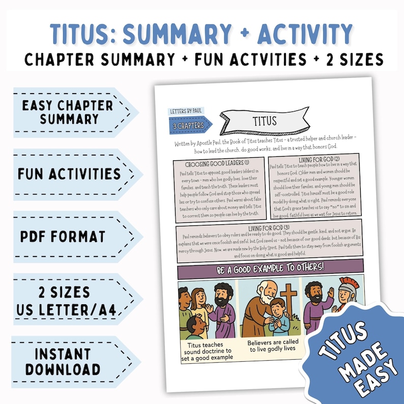 Titus Bible Activity Kids, Bible New Testament Worksheet, Coloring Page ...