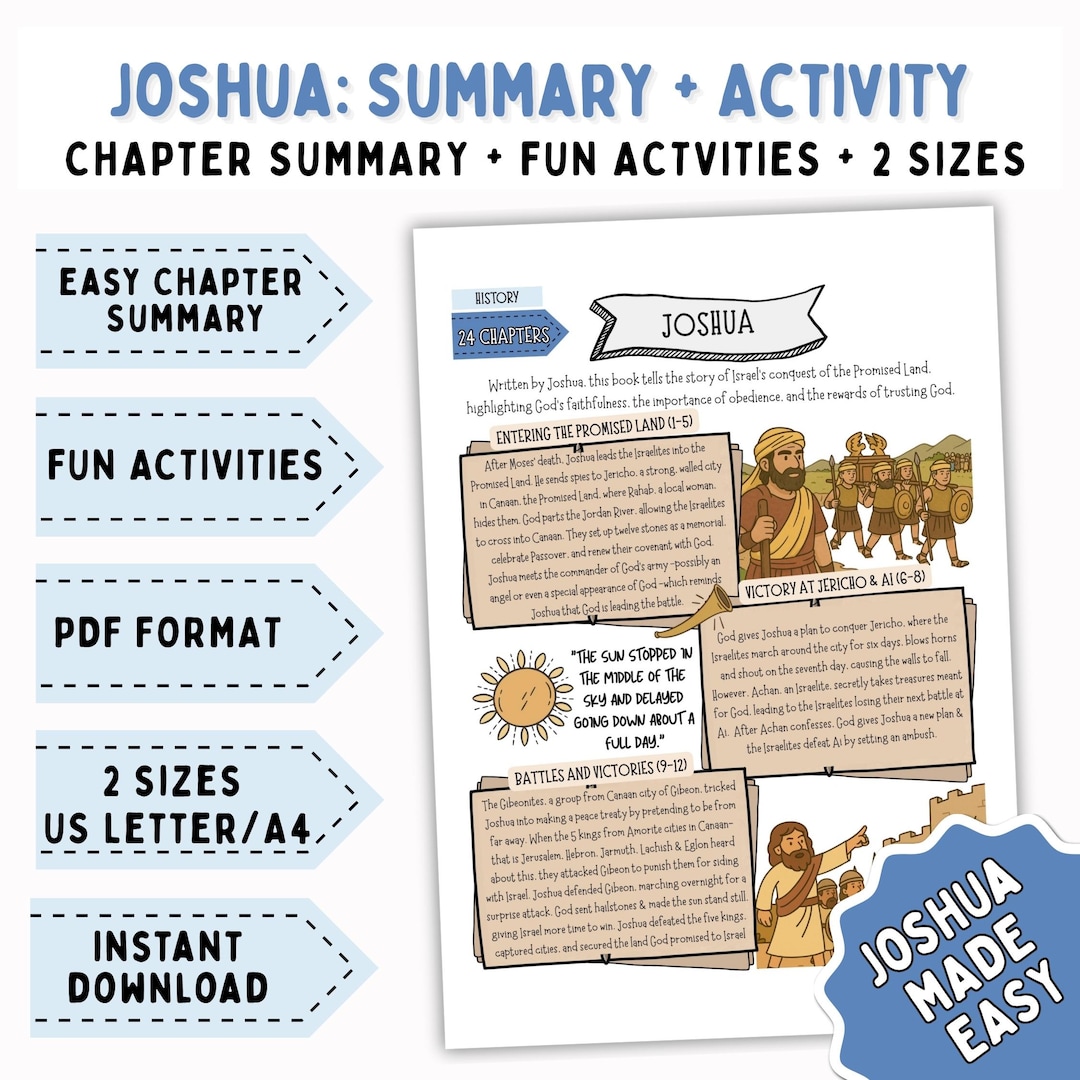 Joshua Bible Activity for Kids, Bible Worksheet, Coloring Page, Bible ...