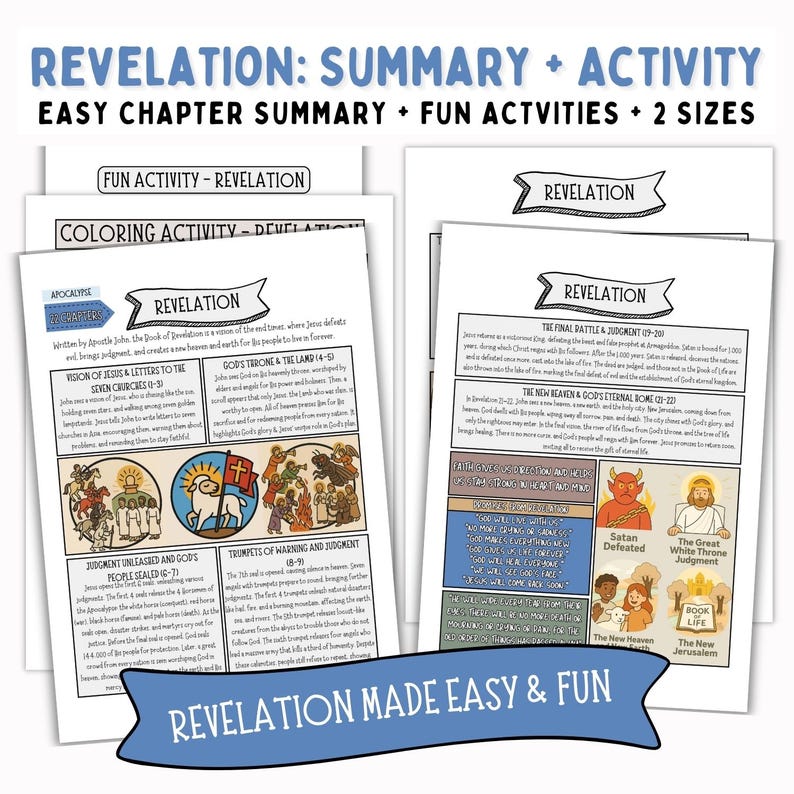 Revelation Bible Activity Kids, Bible Worksheet, Revelation Book ...