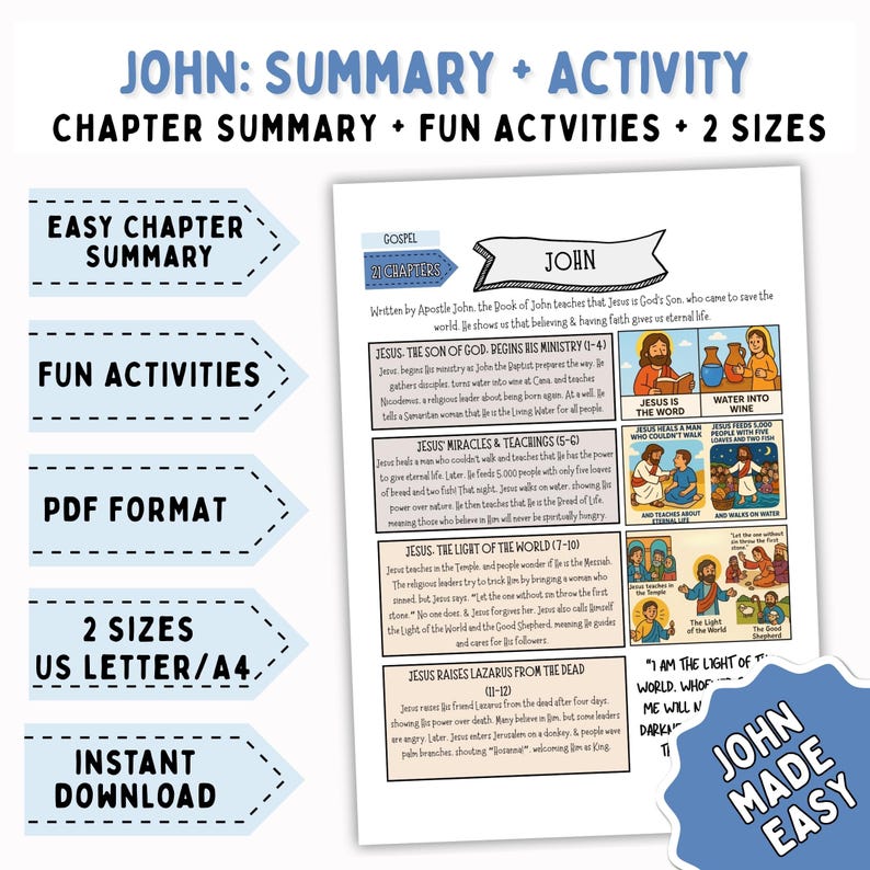 John Bible Activity Kids, Bible New Testament Worksheet, Coloring Page ...