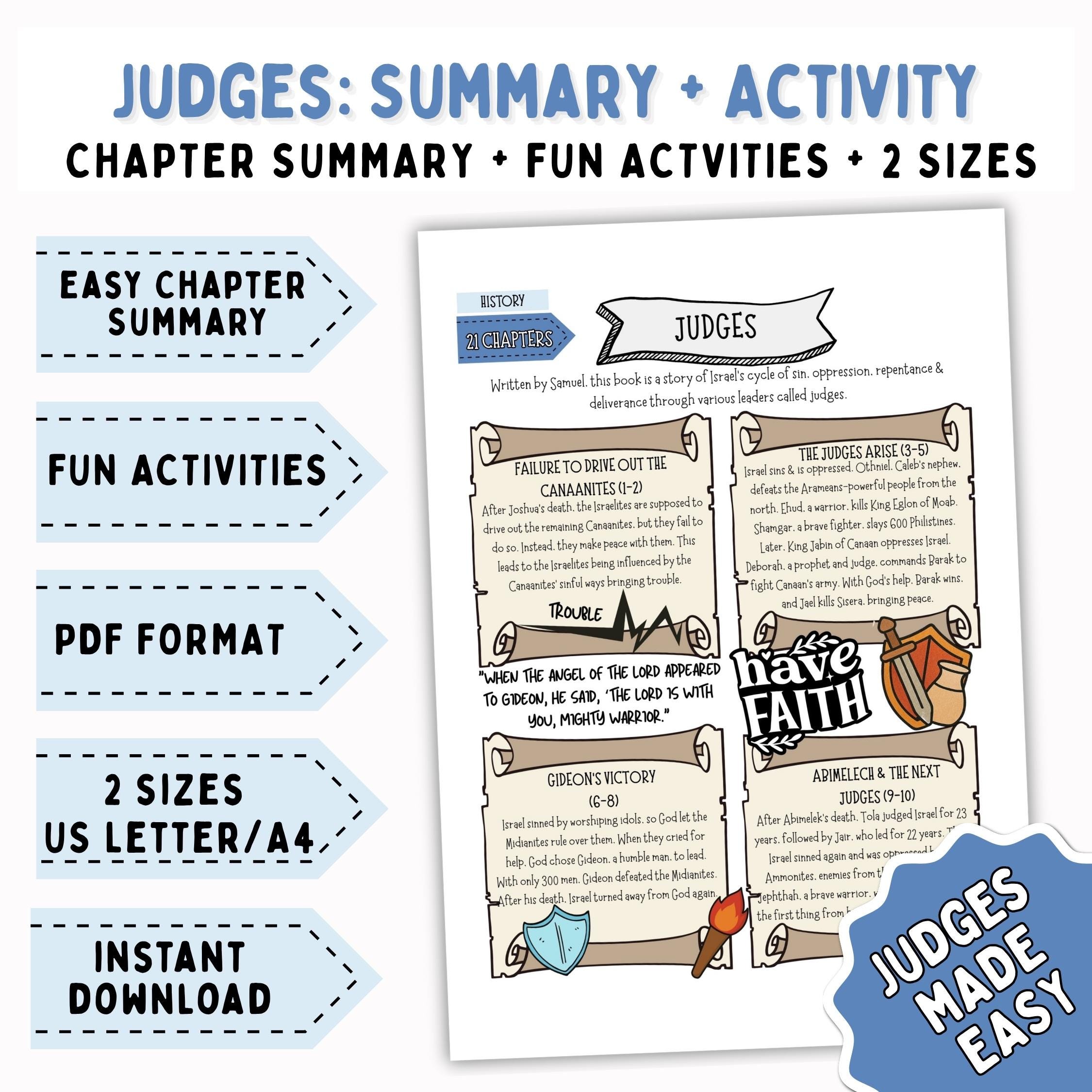 Judges Bible Activity Kids, Bible Study, Judges Coloring, Old Testament ...