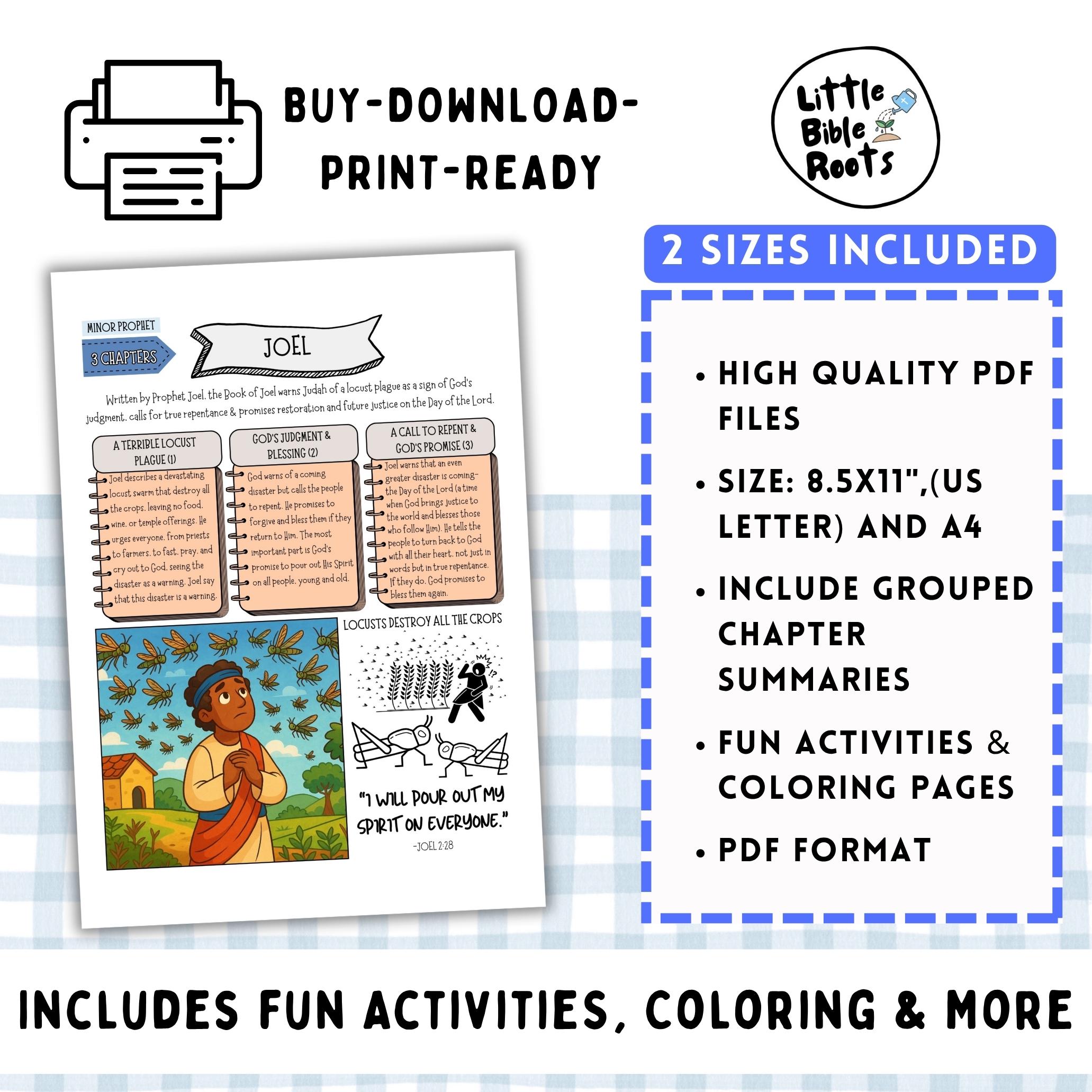 Joel Bible Activity Kids, Joel Bible Worksheet, Joel Coloring Pages ...