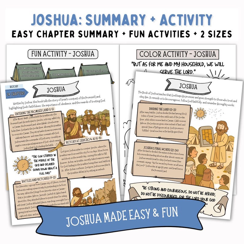 Joshua Bible Activity for Kids, Bible Worksheet, Coloring Page, Bible ...