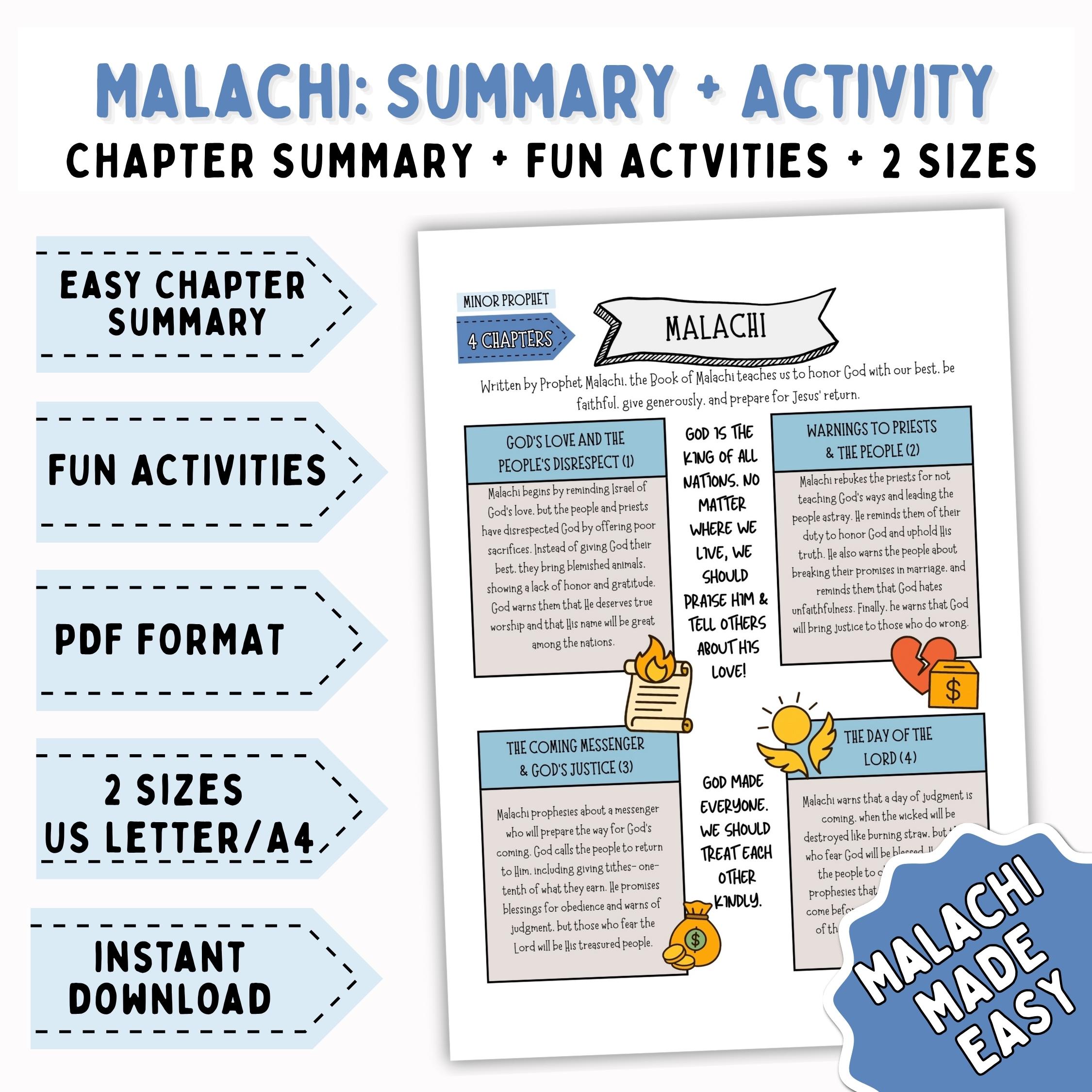 Malachi Bible Activity Kids, Malachi Bible Worksheet, Malachi Coloring ...