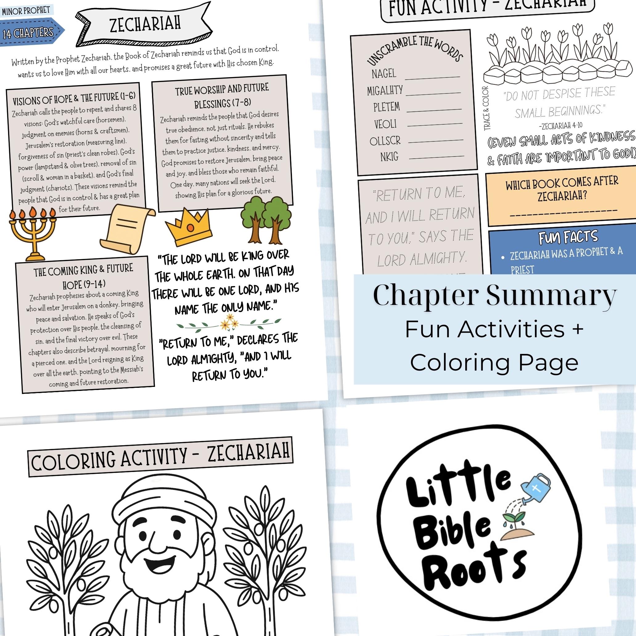 Zechariah Bible Activity Kids Bible Worksheet Kids Zechariah Story