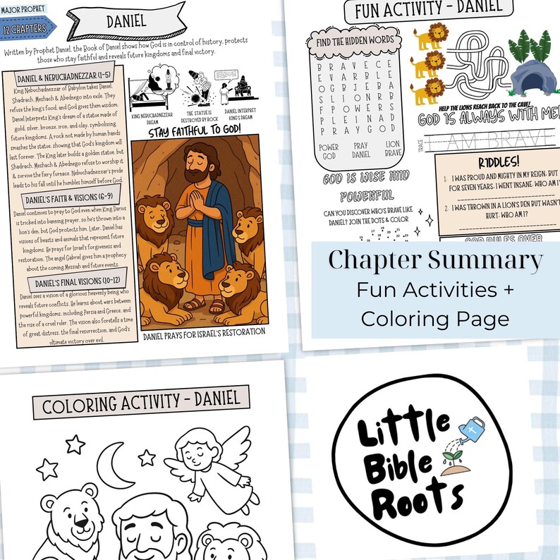 Daniel Bible Activity Kids, Bible Worksheet, Daniel and the Lion ...