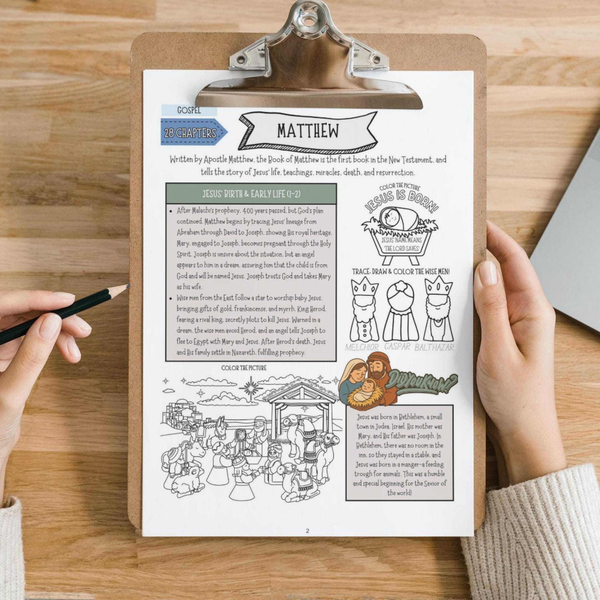 Matthew Bible Activity Kids, Bible Worksheet, Coloring Page, Bible ...