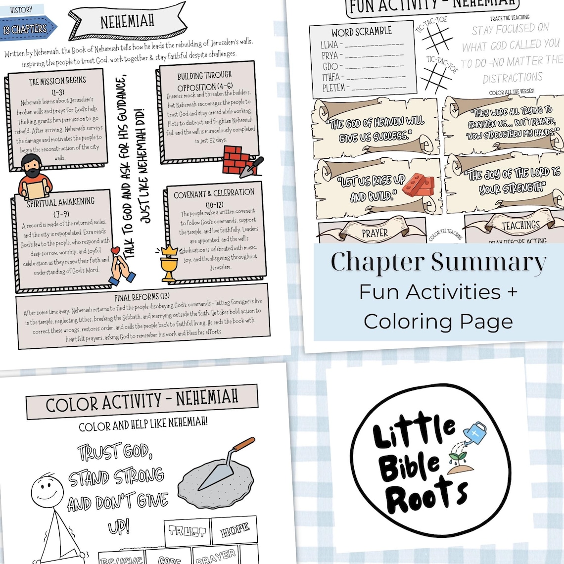 Nehemiah Bible Activity Pages, Nehemiah Worksheet, Kids Christian ...