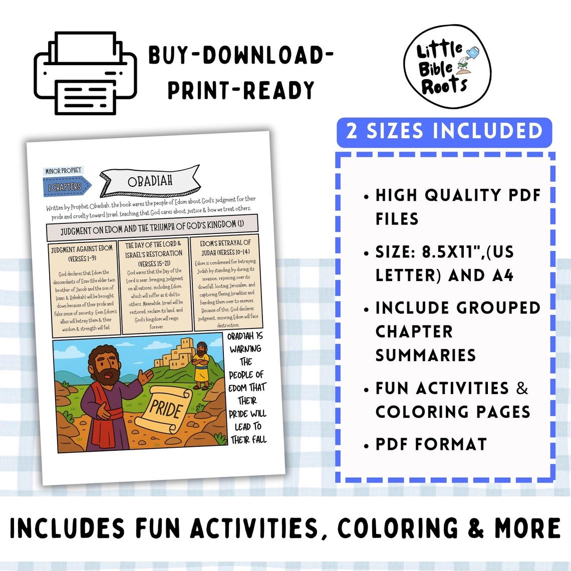 Obadiah Bible Activity Kids, Obadiah Bible Worksheet, Obadiah Coloring ...