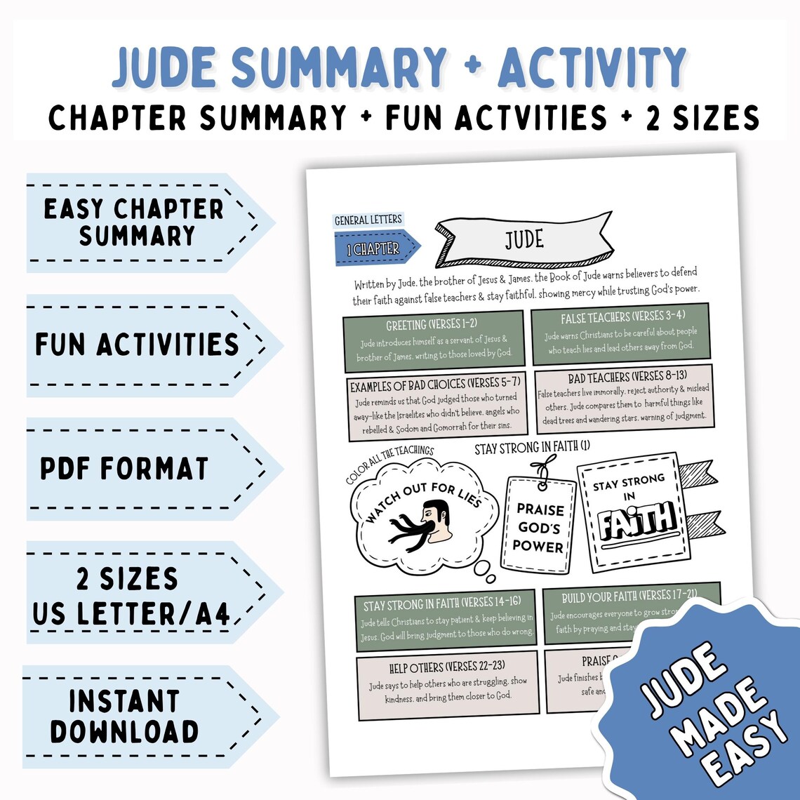 Jude Bible Activity Kids, Bible Worksheet, Jude Books of the Bible ...