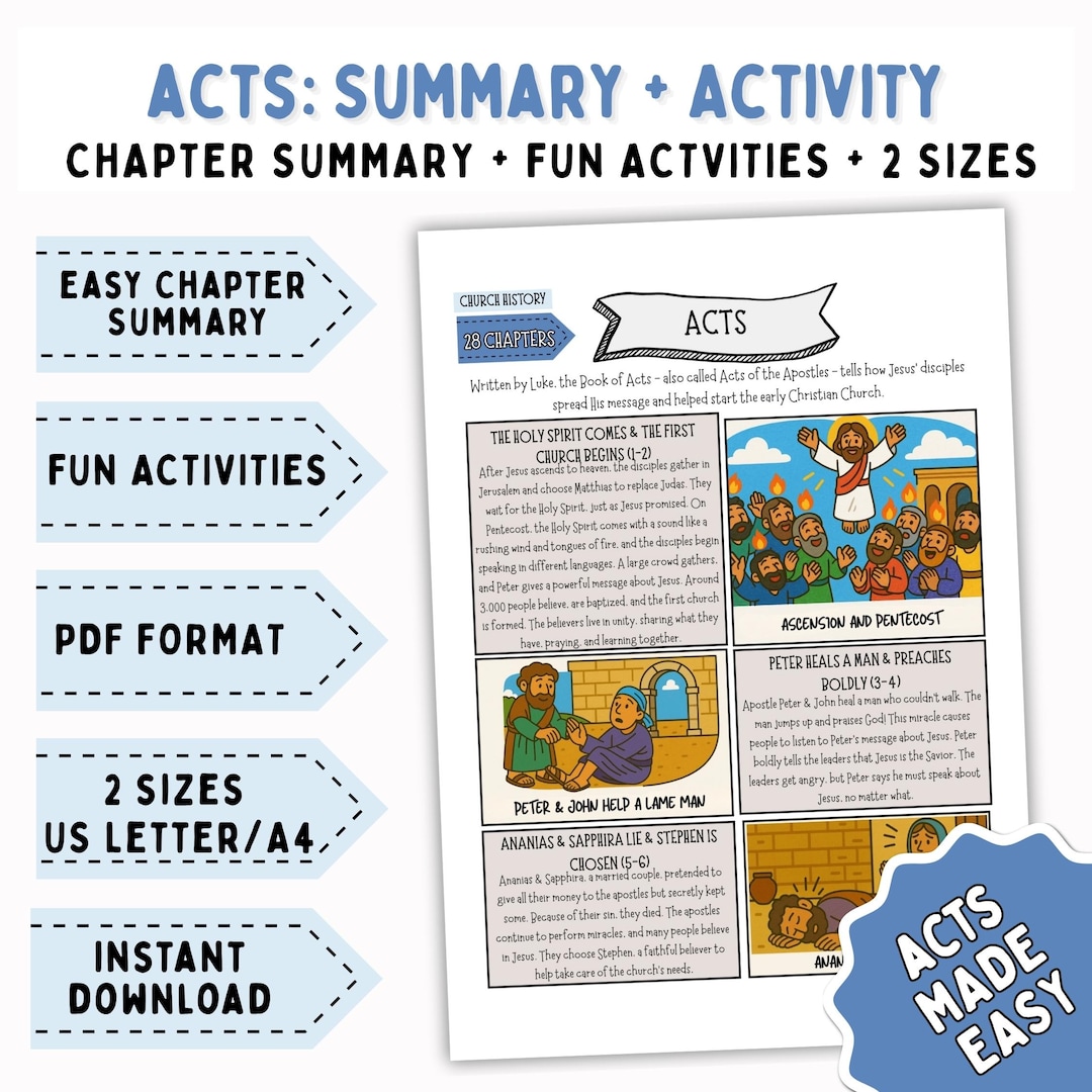 Acts Bible Activity Kids, Bible Worksheet, Coloring Page, Acts Bible ...