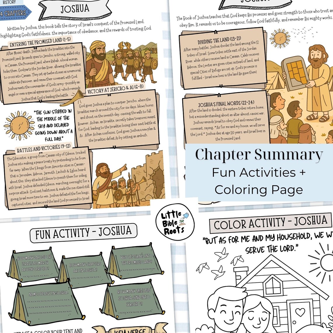 Joshua Bible Activity for Kids, Bible Worksheet, Coloring Page, Bible ...