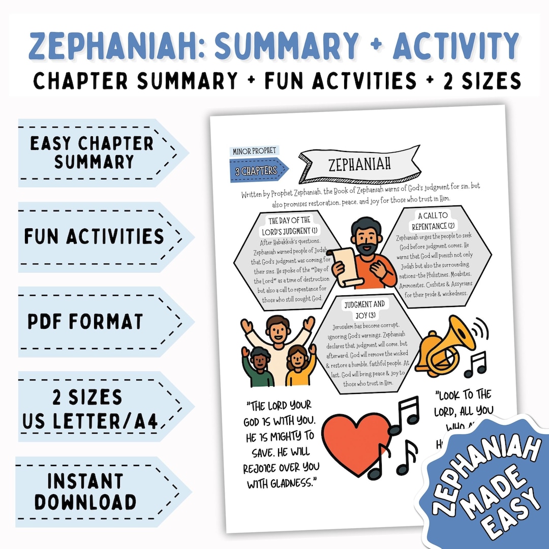 Zephaniah Bible Activity Kids, Zephaniah Bible Worksheet, Zephaniah ...