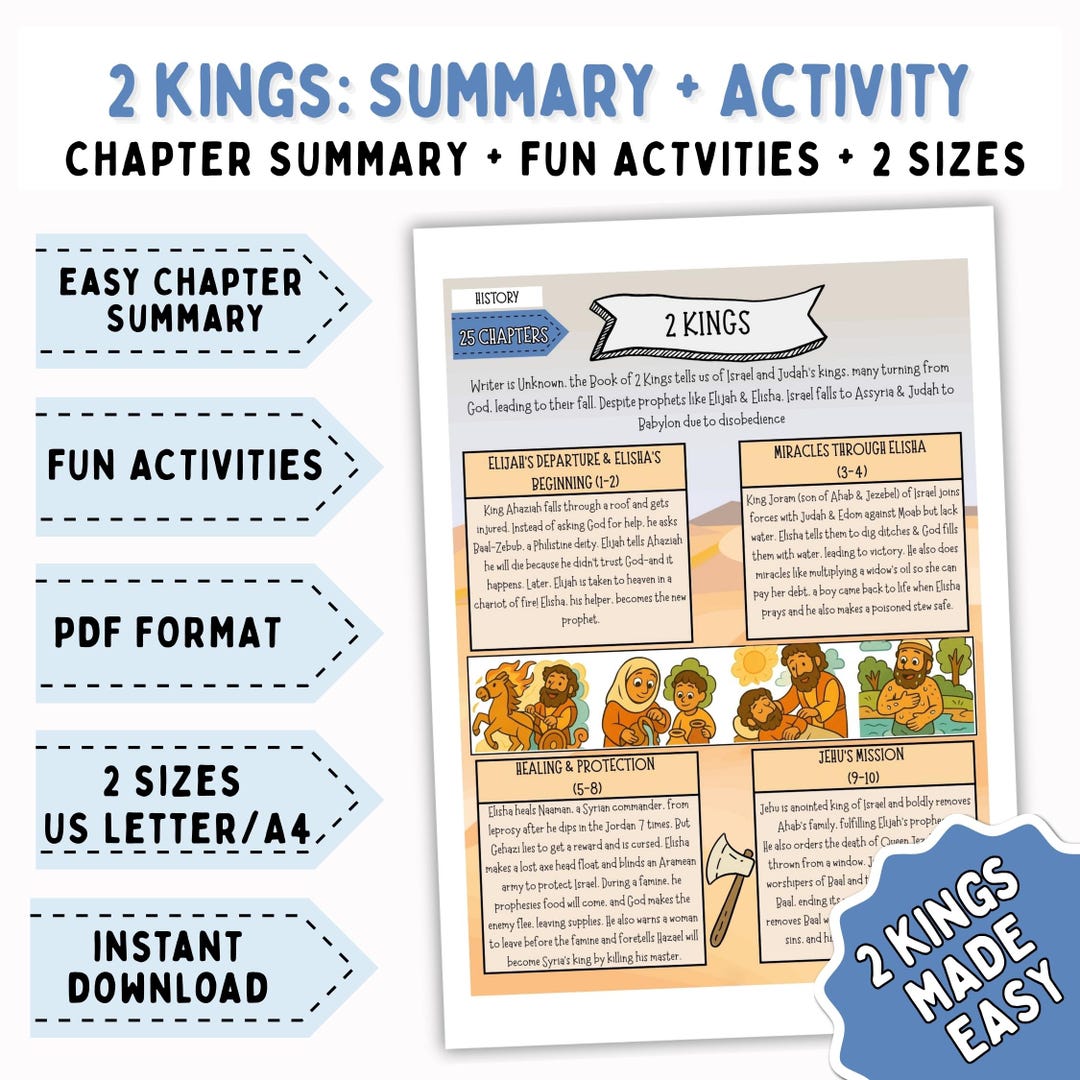 2 Kings Bible Activity for Kids, Printable Coloring Pages, Fun Bible ...
