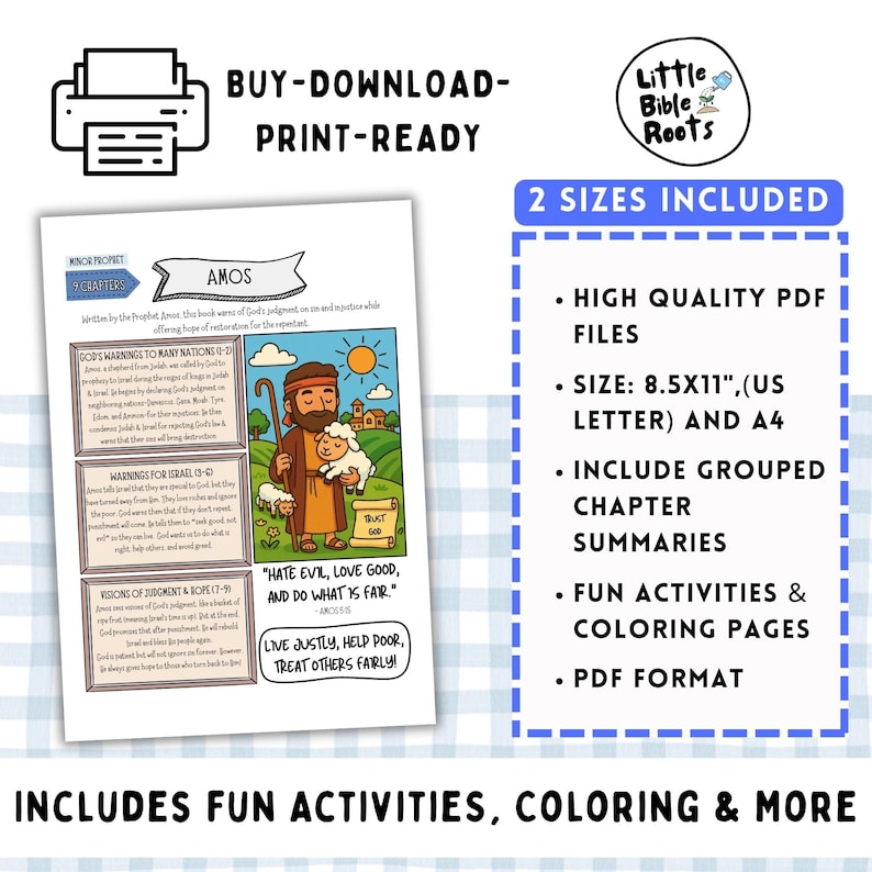 Amos Bible Activity Kids, Amos Bible Worksheet, Amos Coloring Pages ...