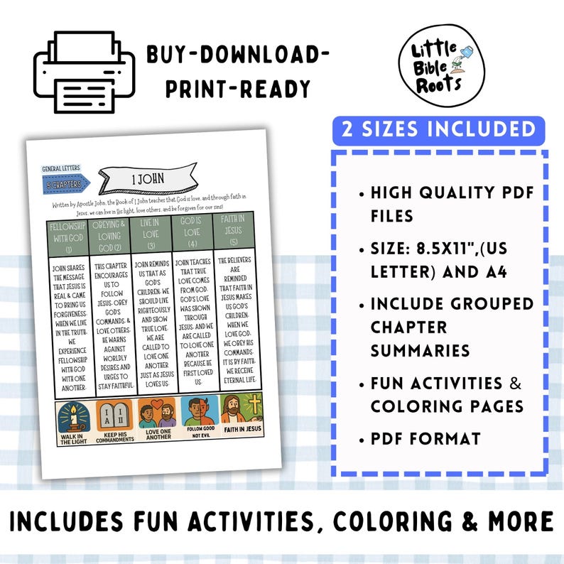 1 John Bible Book Activity, Easy Bible Study, Bible Coloring Pages, 1 ...