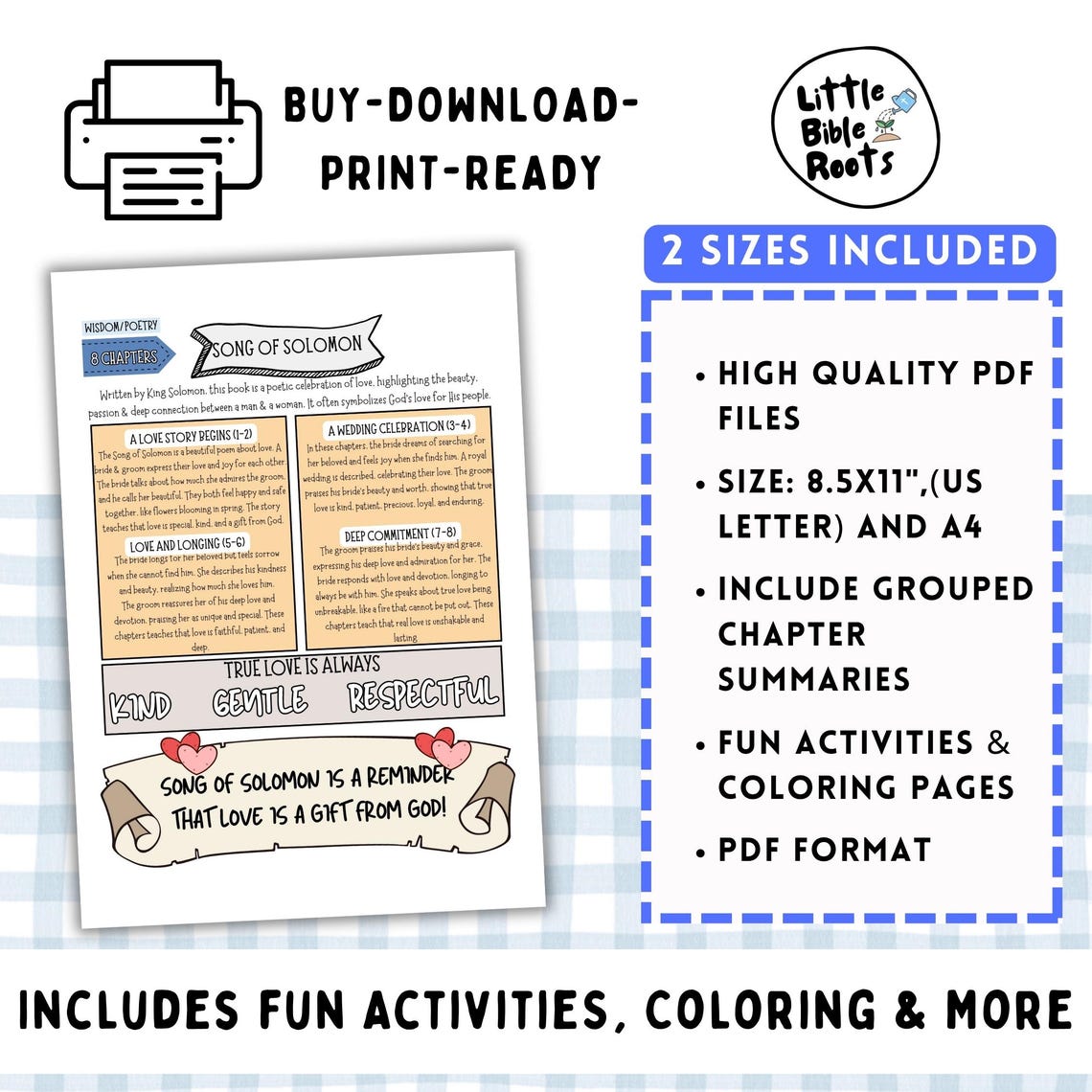 Song of Solomon Bible Activity Kids, Bible Worksheet, Song of Solomon ...