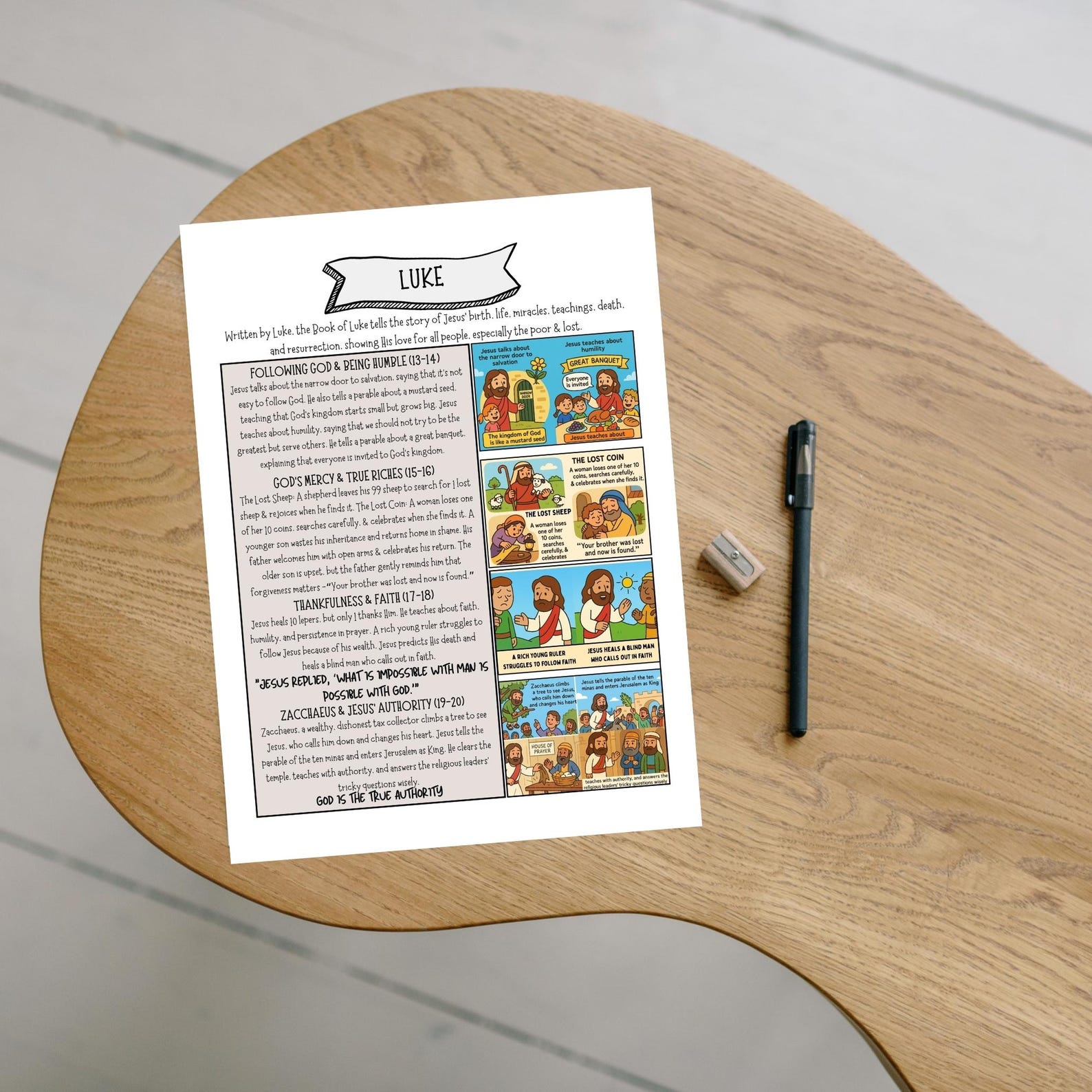 Luke Bible Activity Kids, Bible Worksheet, Coloring Page, Bible Lesson ...