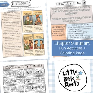 2 Timothy Bible Study PRINTABLE, Kids Activity Summary, New Testament ...