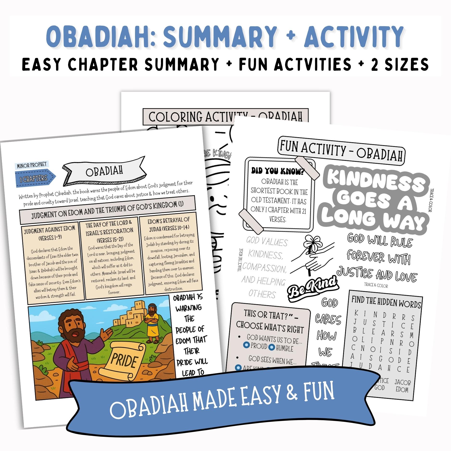 Obadiah Bible Activity Kids, Obadiah Bible Worksheet, Obadiah Coloring ...