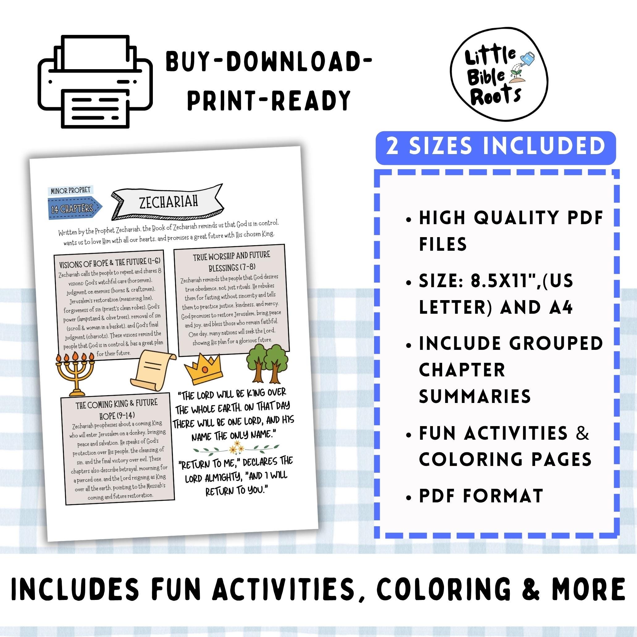 Zechariah Bible Activity Kids, Bible Worksheet Kids, Zechariah Story ...