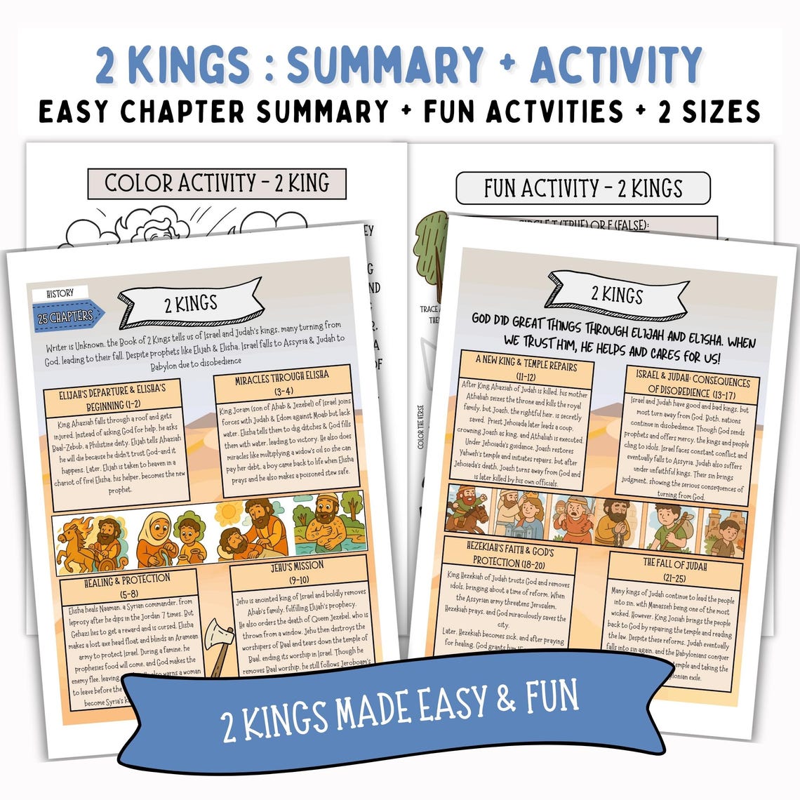 2 Kings Bible Activity for Kids, Printable Coloring Pages, Fun Bible ...