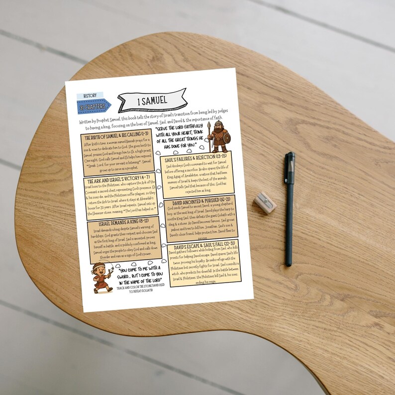 1 Samuel Bible Activity for Kids, Easy Bible Study, 1 Samuel Coloring ...