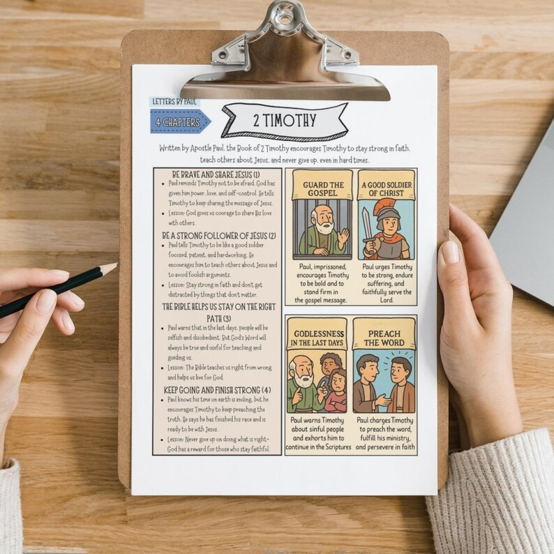 2 Timothy Bible Study PRINTABLE, Kids Activity Summary, New Testament ...