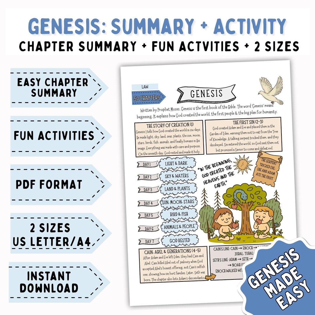 Genesis Bible Activity for Kids, Easy Genesis Bible Study, Genesis ...