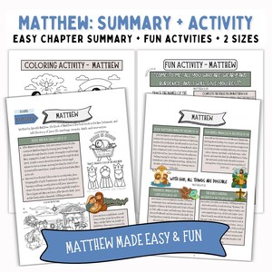 Matthew Bible Activity Kids, Bible Worksheet, Coloring Page, Bible ...