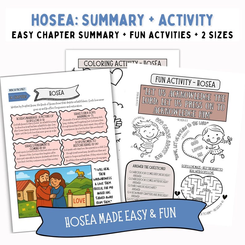Hosea Bible Activity Kids, Hosea Bible Worksheet, Hosea Coloring Pages ...