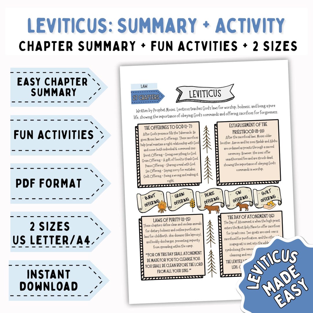Leviticus Bible Activity Kids, Bible Printable Worksheet, Coloring Page ...